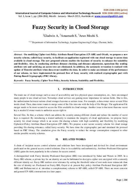 Pdf Fuzzy Security In Cloud Storage