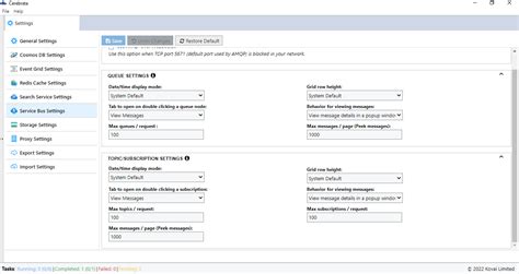 Service Bus Settings Settings