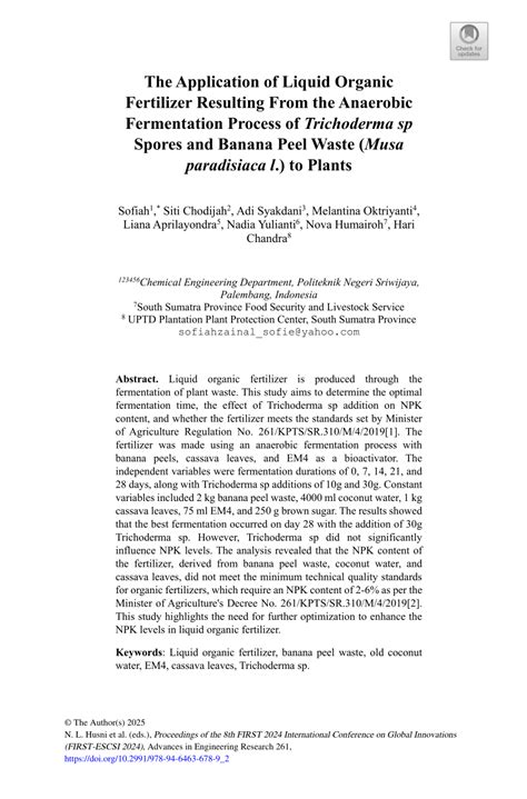 Pdf The Application Of Liquid Organic Fertilizer Resulting From The Anaerobic Fermentation