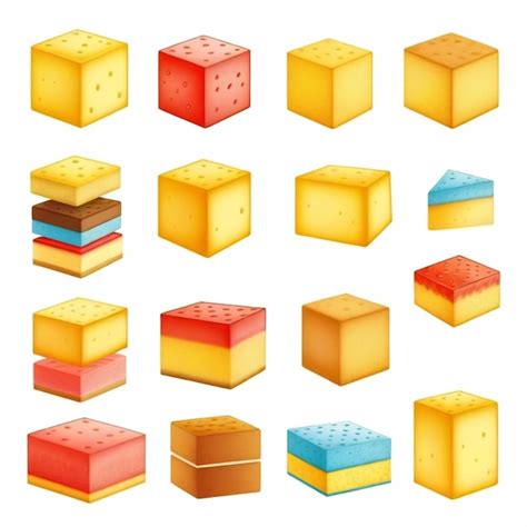 Sponge Vector Set White Background Isolated A High Quality Premium Ai