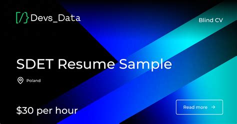Sdet Resume Sample Devsdata