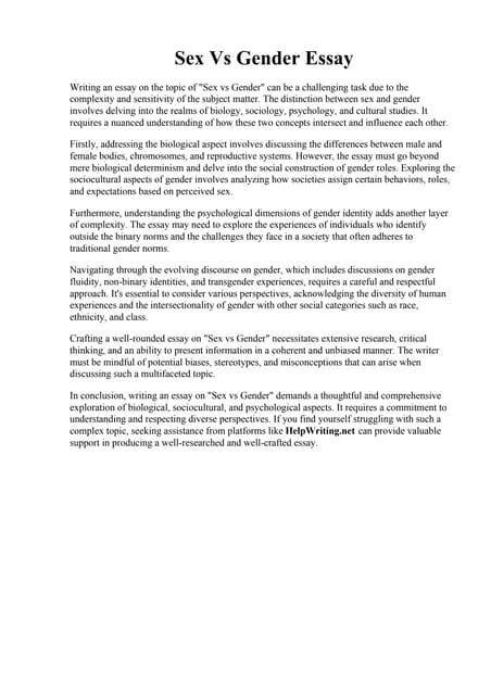 Sex Vs Gender Essaypdfsex Vs Gender Essay Pdf