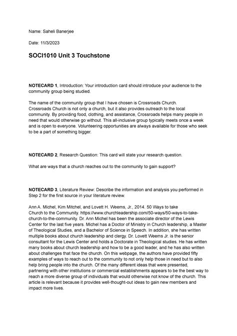 Sociology 4 Assignment Name Saheli Banerjee Date 11 3 SOCI1010