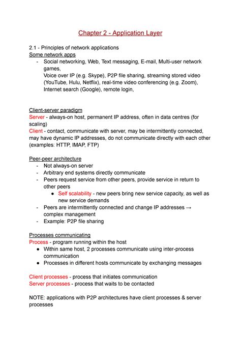 Network Fundamentals Chapter Application Layer Notes Studocu