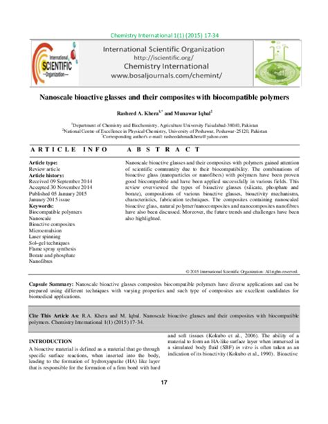 Pdf Nanoscale Bioactive Glasses And Their Composites With