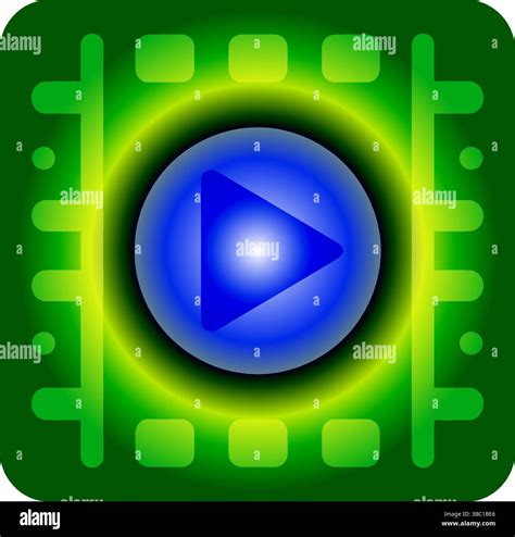 Green Glowing Play Button Futuristic Video And Multimedia Interface Wallpaper Design Stock