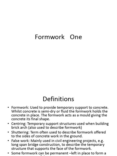 Formwork 1pptx Pdf Architectural Elements Structural Engineering