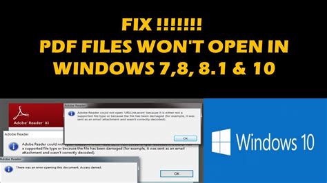 FIX CANNOT OPEN PDF FILES IN WINDOWS 7 8 1 10 YouTube