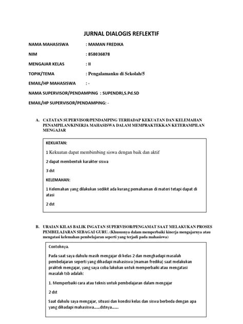 Format Jurnal Dialogis Reflektif Pdf