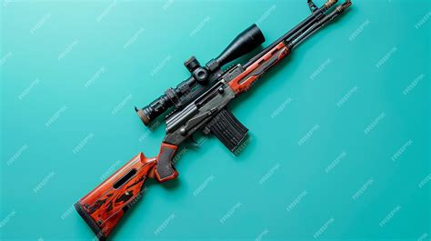 Dragunov Sniper Rifle On Flat Background Premium Ai Generated Image