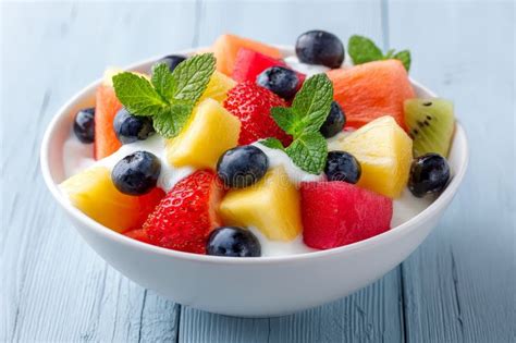 Fresh Fruit Yogurt Bowl Delicious And Healthy Fruit Salad With Yogurt