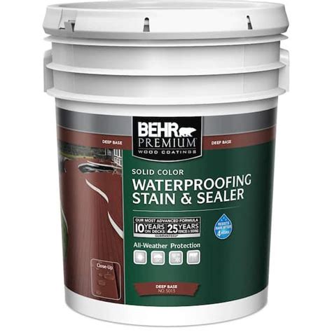 BEHR PREMIUM 5 Gal Deep Base Solid Color Waterproofing Exterior Wood