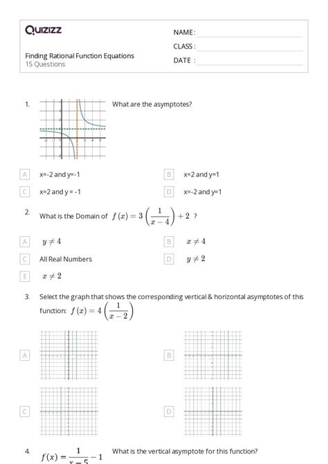 Rational Expressions Equations And Functions Worksheets For Th