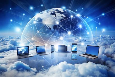 Cloud Computing Blueprint Digital Scheme With Cloud Devices Premium Ai Generated Image