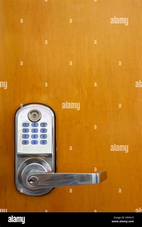 Numerical Keypad Code Lock On A Wooden Door Stock Photo Alamy