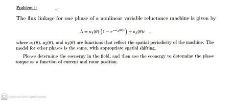 Solved The Flux Linkage For One Phase Of A Nonlinear