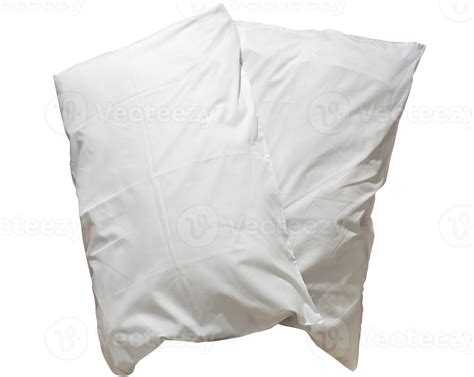 Two White Pillows With Cases After Guests Use At Hotel Or Resort Room