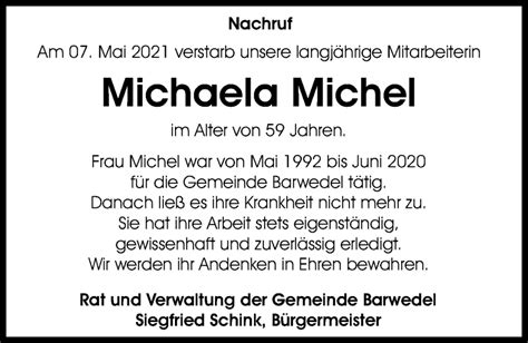 Traueranzeigen Von Michaela Michel Trauer Anzeigende
