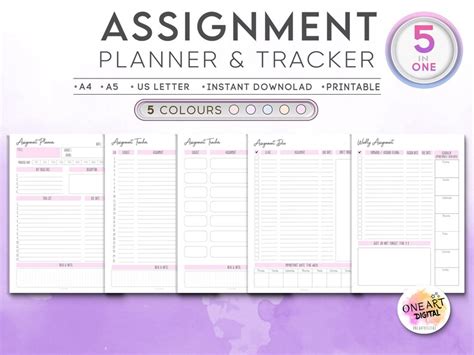 Assignment Tracker Editable And Printable Pdf Assignment Planner Homework Planner School