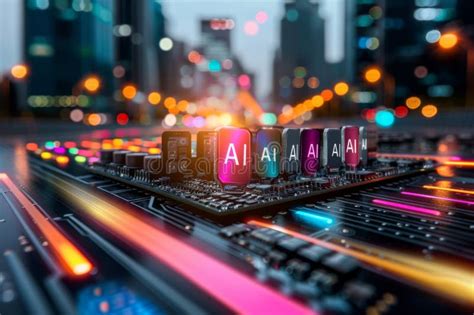 Ai Powered Digital Interface With Vibrant Neon Lights Showcasing