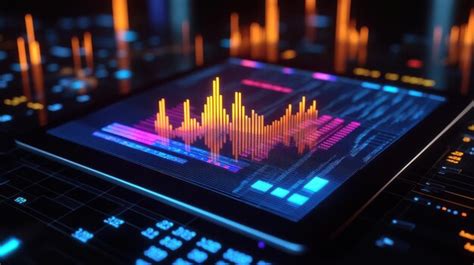 Isolated Black Background Featuring A Bar Graph Tablet And Report Paper