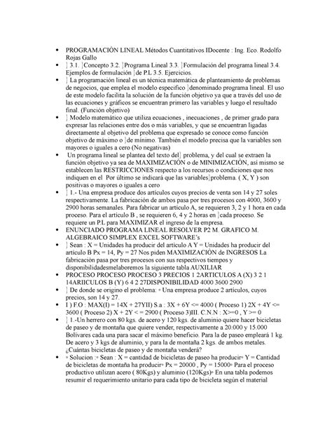 Programaciòn Lineal Métodos Cuantitativos Idocente ProgramaciÒn