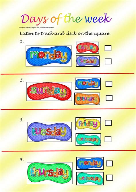 Days Of The Week Interactive Worksheet Friday Im In Love Days Of Week