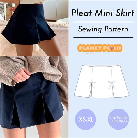 Pleat Skirt Sewing Pattern Pdf Sizes Xs Xl Pleated Mini Skirt Sewing