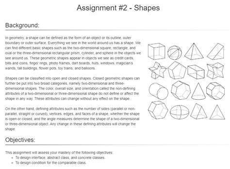 Solved Assignment Shapes Background In Geometry A Chegg