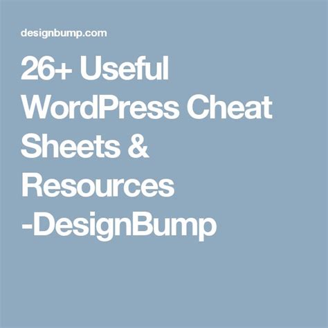 26 Useful Wordpress Cheat Sheets And Resources 워드프레스