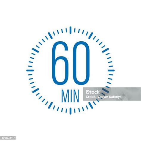 Ikon Vektor Stopwatch 60 Menit Ikon Stopwatch Dalam Gaya Datar Timer