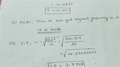 Calculation Of Karl Pearsons Coefficient Of Skewness For Discrete