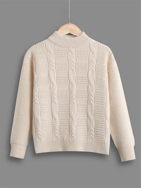Girls Cable Knit Drop Shoulder Sweater Drop Shoulder Sweaters