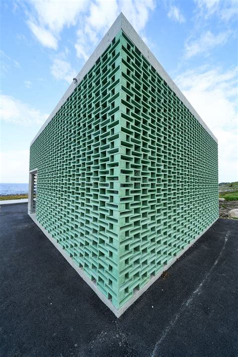 Vertical Shot Of An Interesting Modern Angular Public Restroom Building