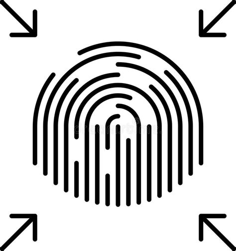 Biometric Identity Icon Fingerprint Identification Line Vector Symbol Stock Vector