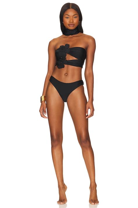 ADRIANA DEGREAS Flower Power Bikini In Black REVOLVE