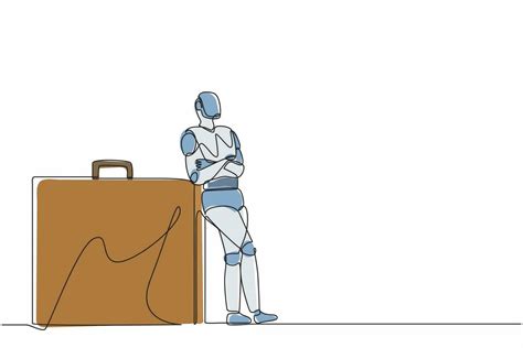 Continuous One Line Drawing Robots Lean On Huge Briefcase Modern Robotics Artificial