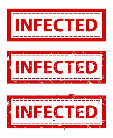 Infected Set Rectangle Red Vector Rubber Stamp Effect At White