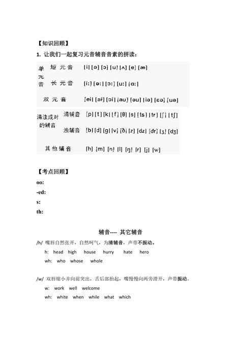 英语 通用版小升初专题 第四讲 语音 其它辅音 及音节划分讲义无答案 教案下载预览 二一课件通