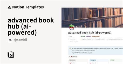 Advanced Book Hub Ai Powered Template Notion Marketplace