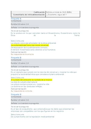 Desarrollo sustentable y ética ambiental semana 3 4 Calificación 9 de