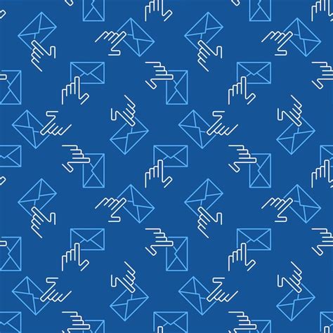 Premium Vector Hand With Envelope Vector Email Blue Line Seamless Pattern