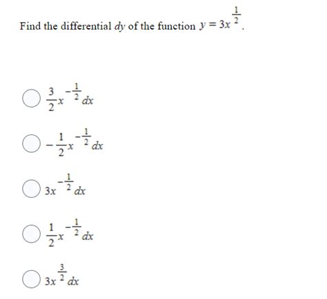 Solved Find The Differential Dy Of The Function Chegg Com