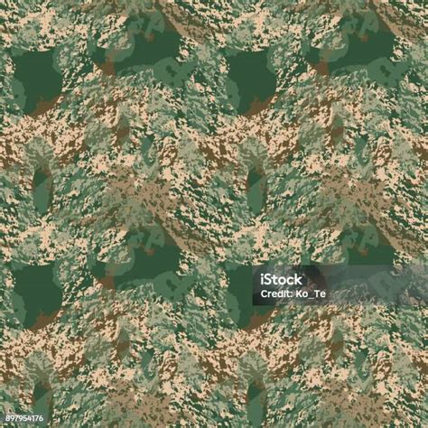 녹색 및 카키색 카 모는 의류와 배경 및 배경 또는 컴퓨터 바탕 화면에 대 한 위장 인쇄로 사용할 수 있는 다채로운 원활한 추상 패턴 Militarism에 대한 스톡 벡터