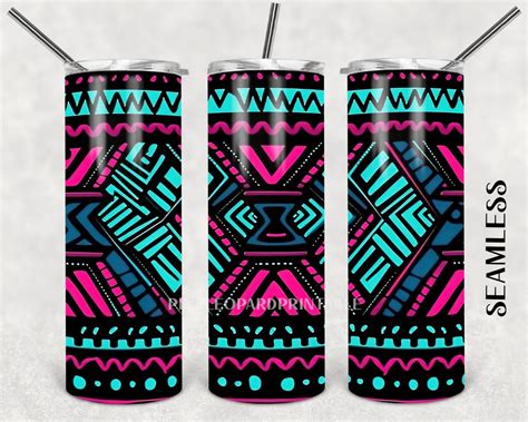 Aztec Tumbler Wrap TEMPLATE 20oz Skinny Tribal Tumbler Sublimation