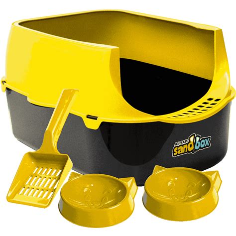 Kit Caixa de Areia para Gatos Sanitário Furba Sandbox Pá Higiênica Comedouro Bebedouro Caixa
