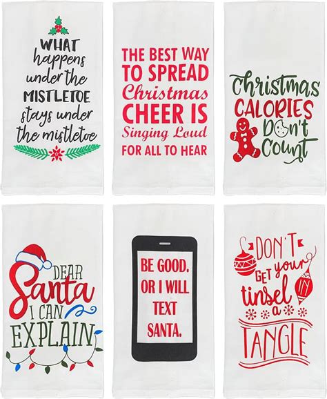 Fun And Festive Christmas Kitchen Towels Set Of 6 Holiday Dish Towels