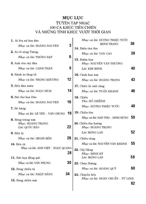 100 Ca KhÚc TiỀn ChiẾn VÀ NhỮng TÌnh KhÚc VƯỢt ThỜi Gian Sách Bút Việt