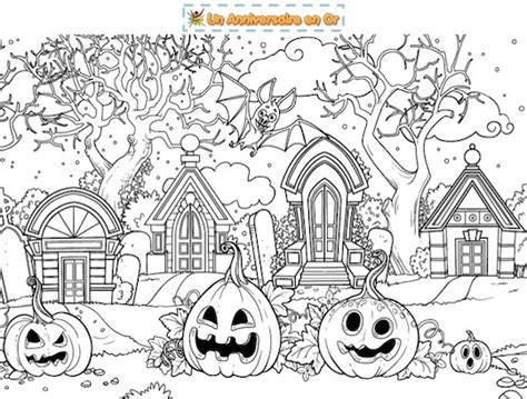 Coloriage Cimetière Halloween Un Anniversaire en Or