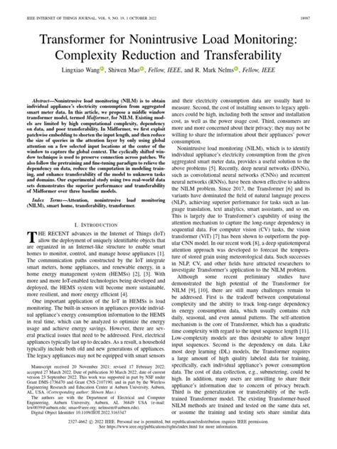 Transformer For Nonintrusive Load Monitoring Complexity Reduction And Transferability Pdf